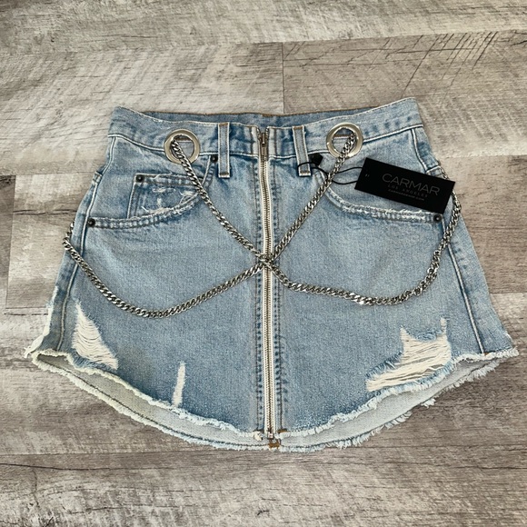 Carmar | Skirts | Nwt Carmar Denim Mini Chain Skirt | Poshmark